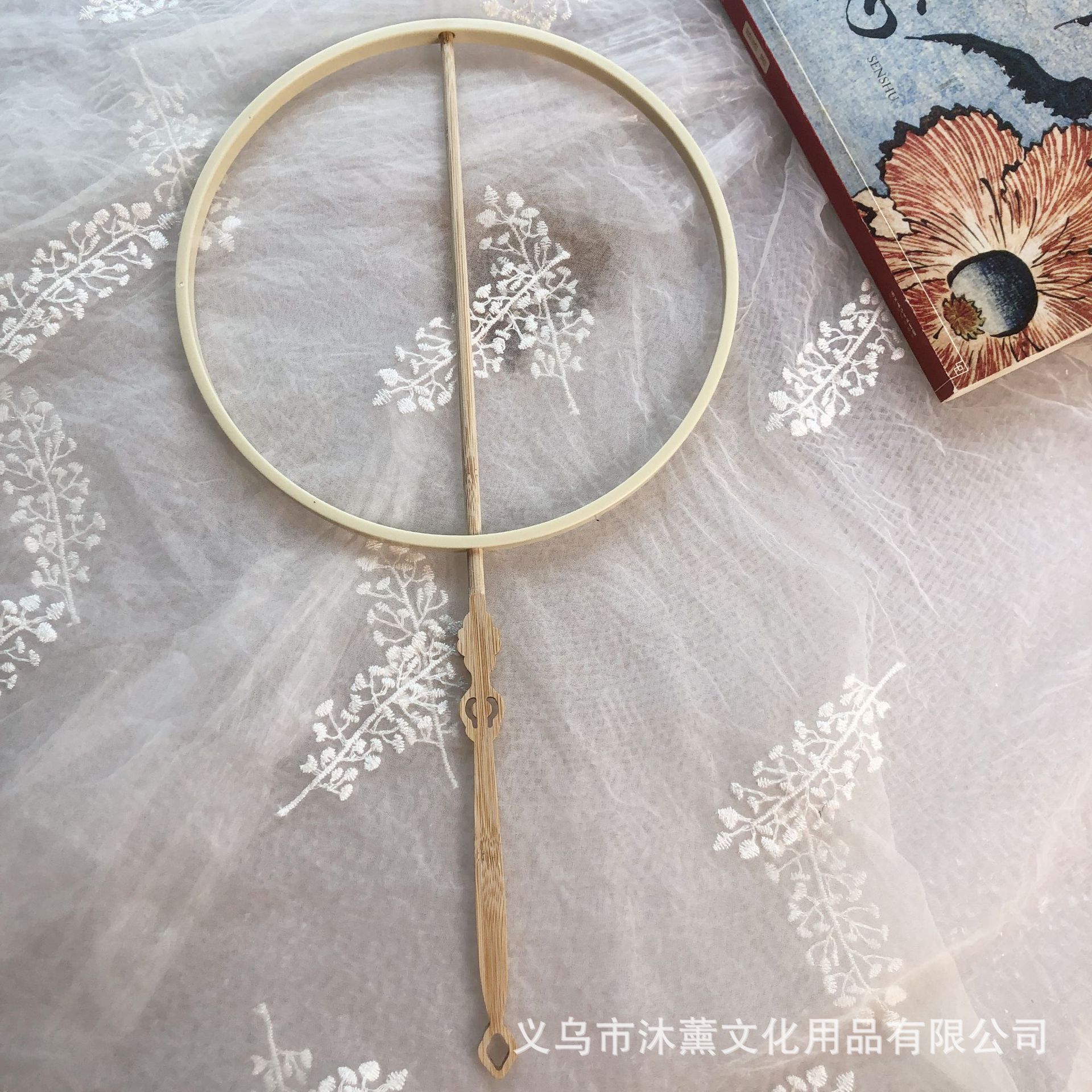 蚕丝扇水扇加厚古风汉服团扇框扇子骨架DIY手工空白竹圈可配流苏-阿里巴巴