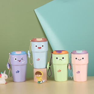 新款夏季保冷咖啡杯可爱表情304不锈钢保温杯随手杯八角车载水杯-阿里巴巴