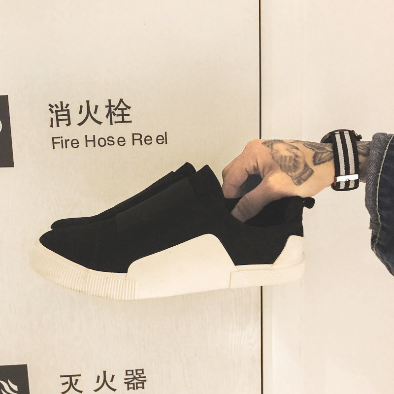 AFANTING男新款帆布鞋男鞋韩版一脚蹬懒人鞋潮流百搭鞋休闲鞋YS04-阿里巴巴