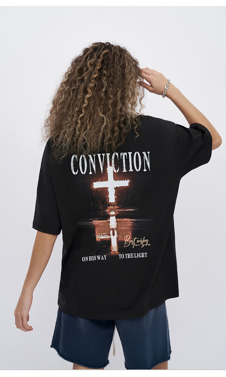 RFSD男装|街头复古夕阳印花T恤2023春夏新品潮牌版型230g纯棉短袖-阿里巴巴