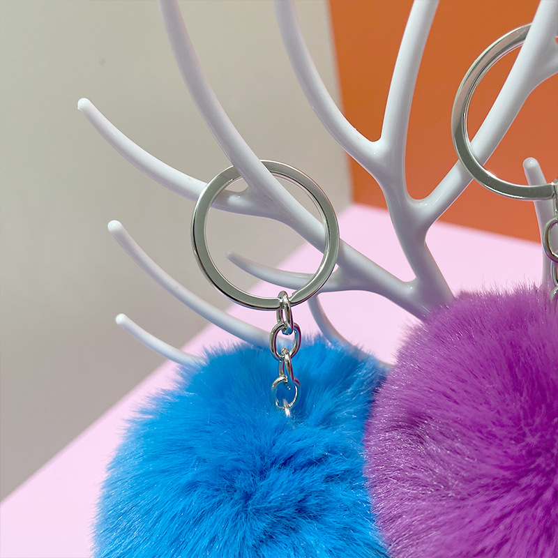 厂家直销银色O字链加八字扣钥匙圈发箍毛球包包绒球挂绳小礼品-阿里巴巴