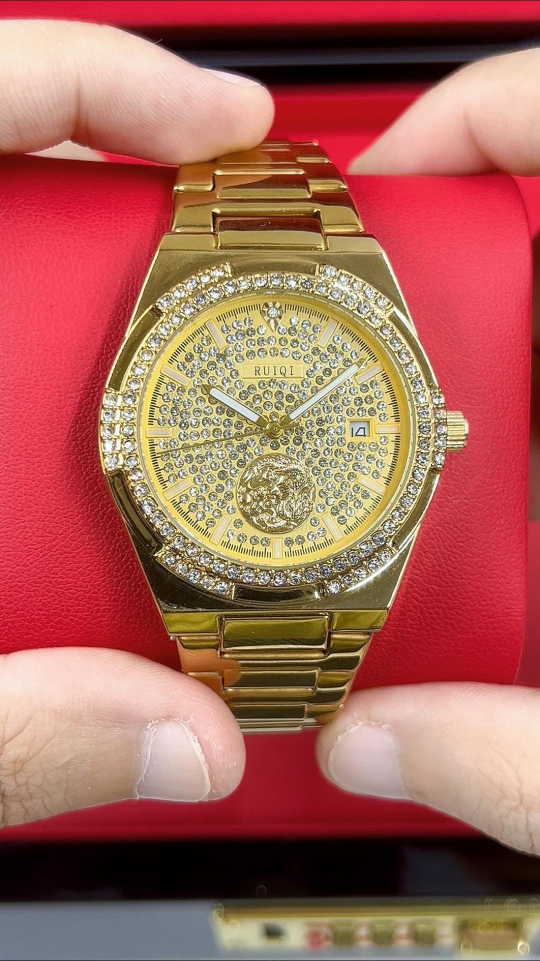 锐麒RUIQI满钻夜光防水跨境男士时尚腕表机械手表-阿里巴巴