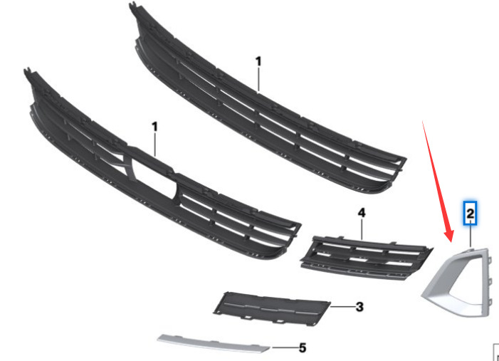 51119463479 51119463480适用于宝马3系G30前杠左右黑色三角饰条-阿里巴巴