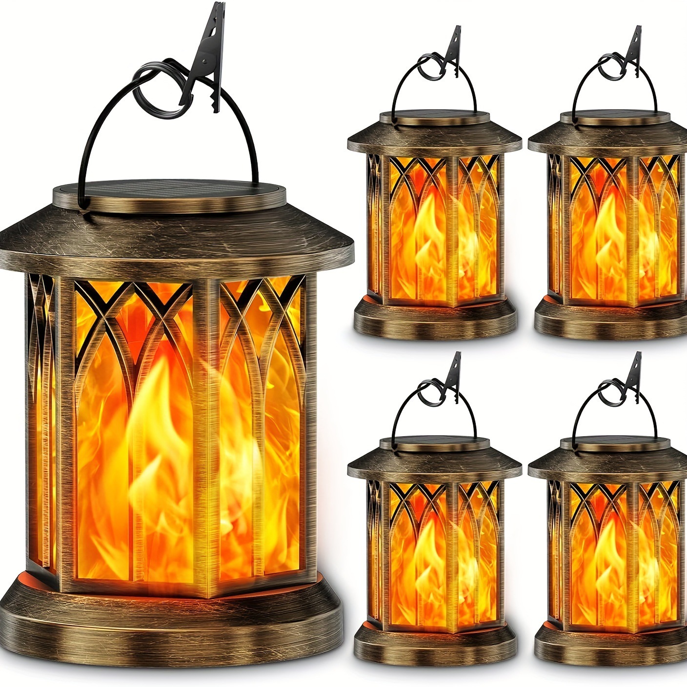 2/ 4 Pack Solar Lights Metal Flickering Flame Solar Lantern-阿里巴巴
