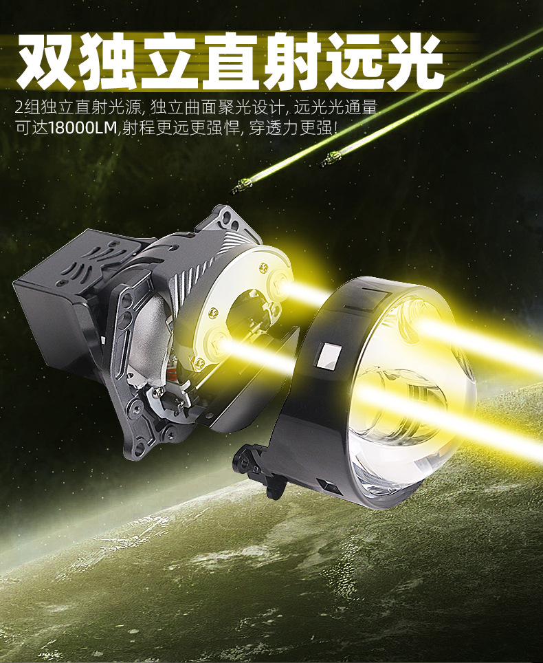 赤兔马LK12双直射五光棱镜激光大灯汽车led双光透镜改装升级前灯-阿里巴巴