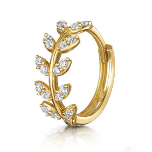 S925镀14K金耳圈耳饰气质夏季叶子高级感耳钉纯银耳环女欧美ins风-阿里巴巴