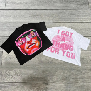 美式街头字母印花“I Got A Thang For You“图案宽松棉质夏季短T-阿里巴巴