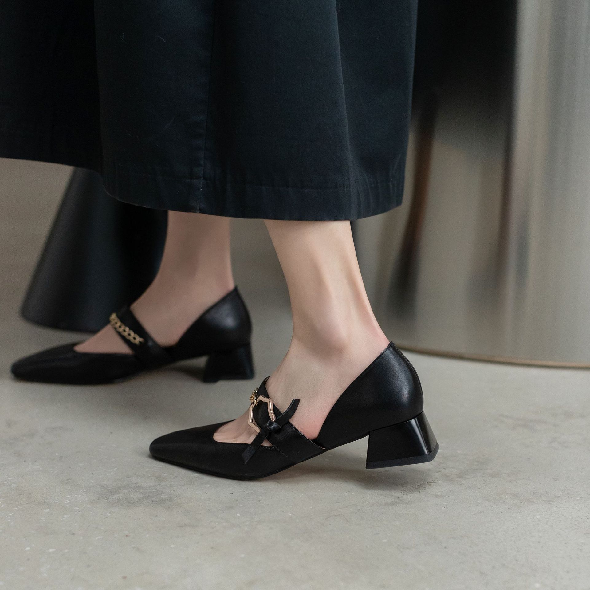 Chiko Urit Square Toe Block Heels Pumps