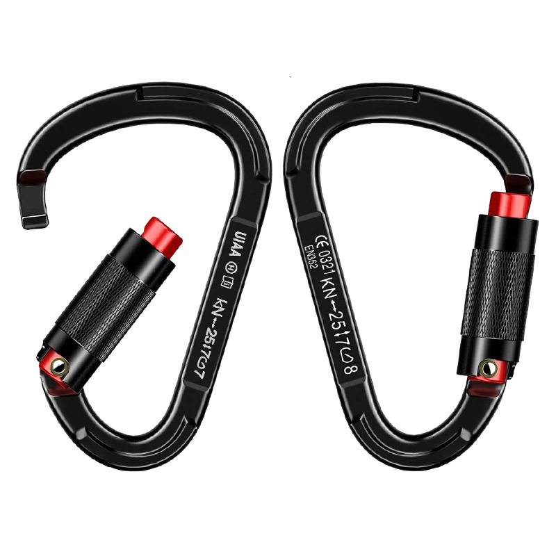 25KN攀岩登山扣自动主锁D形航空铝合金登山扣消防瑜伽安全钩梨形-阿里巴巴