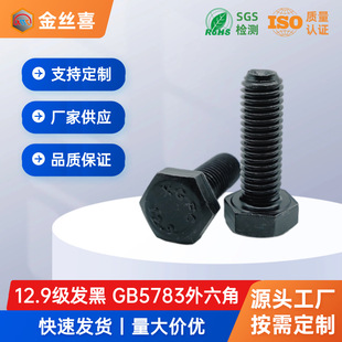 12.9级发黑六角头螺栓GB5783全牙外六角40Cr合金钢螺丝高强度螺丝-阿里巴巴