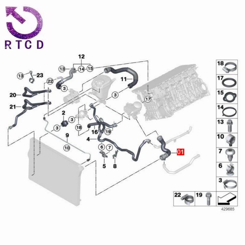 水箱散热器软管17127578399适用宝马5 7 F10 F11 F01 F02 523i-阿里巴巴