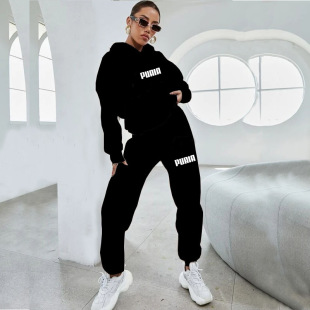 跨境新款春秋冬休闲运动服套装PUAIA印花女士连帽衫卫衣印花套装-阿里巴巴