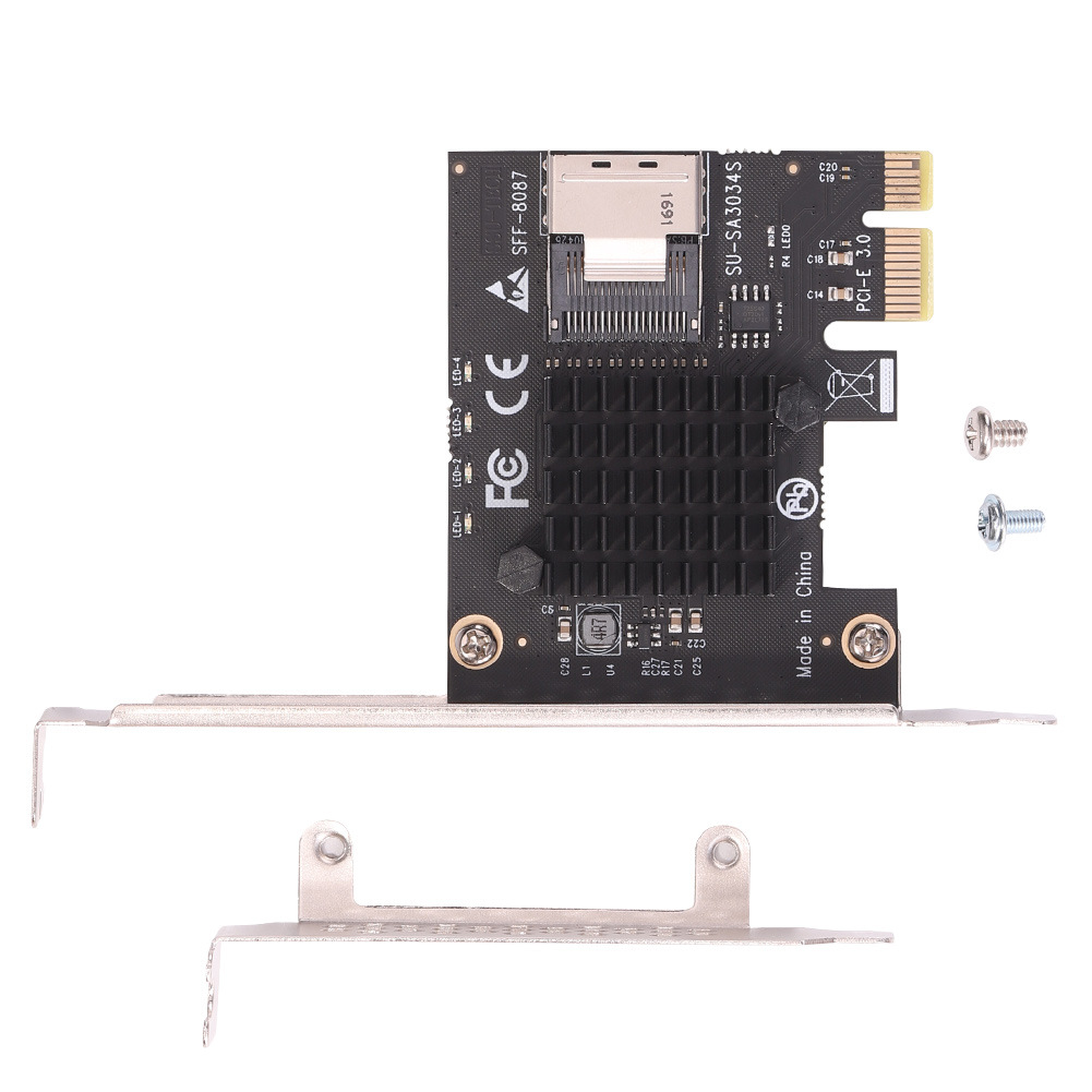 PCIE 转 Mini SAS SFF-8087 转接卡硬盘扩展卡SATA 6GB接口-阿里巴巴