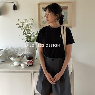 MILDNESS DESIGN E8907# 春夏新款韩版简约宽松刺绣设计短袖T恤女-阿里巴巴