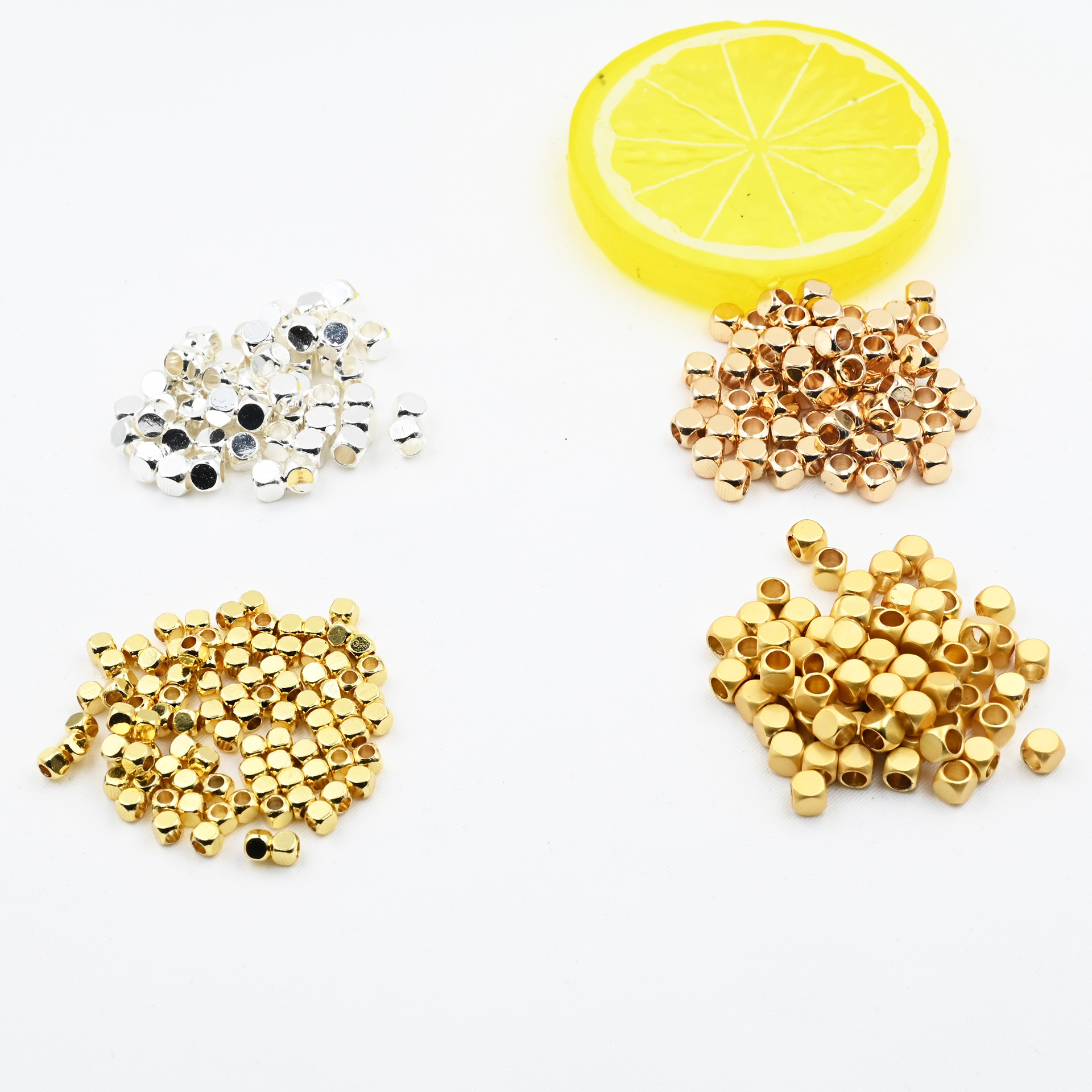 保色包金14/18K光面实心金珠 diy饰品手工串珠散珠四方珠隔珠材料-阿里巴巴