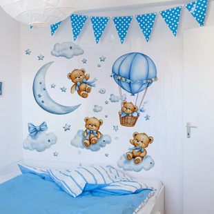 BM7529创意卡通动物小熊星星云朵贴纸儿童房家居背景装饰墙贴-阿里巴巴