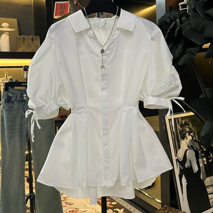 砖属夏季新款高级感泡泡袖蝴蝶结衬衫女轻奢设计感小众百搭显瘦潮-阿里巴巴