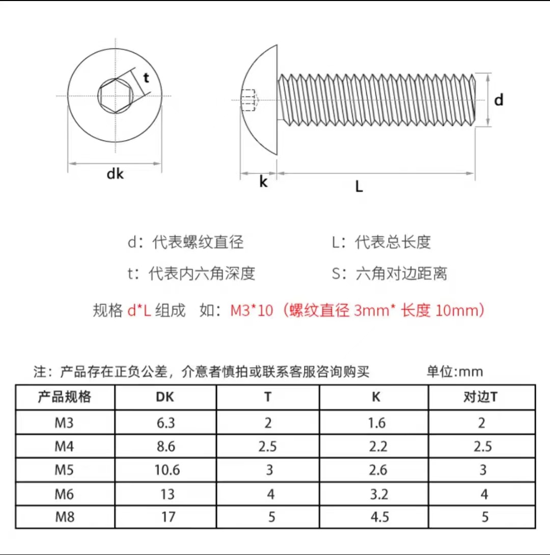304不锈钢大伞头内六角螺丝 大扁头螺钉蘑菇头圆头螺栓M3M4M5M6M8-阿里巴巴