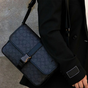 2024奥莱男士斜挎包欧美复古经典标志LEAGUE翻盖包真皮单肩小方包-阿里巴巴