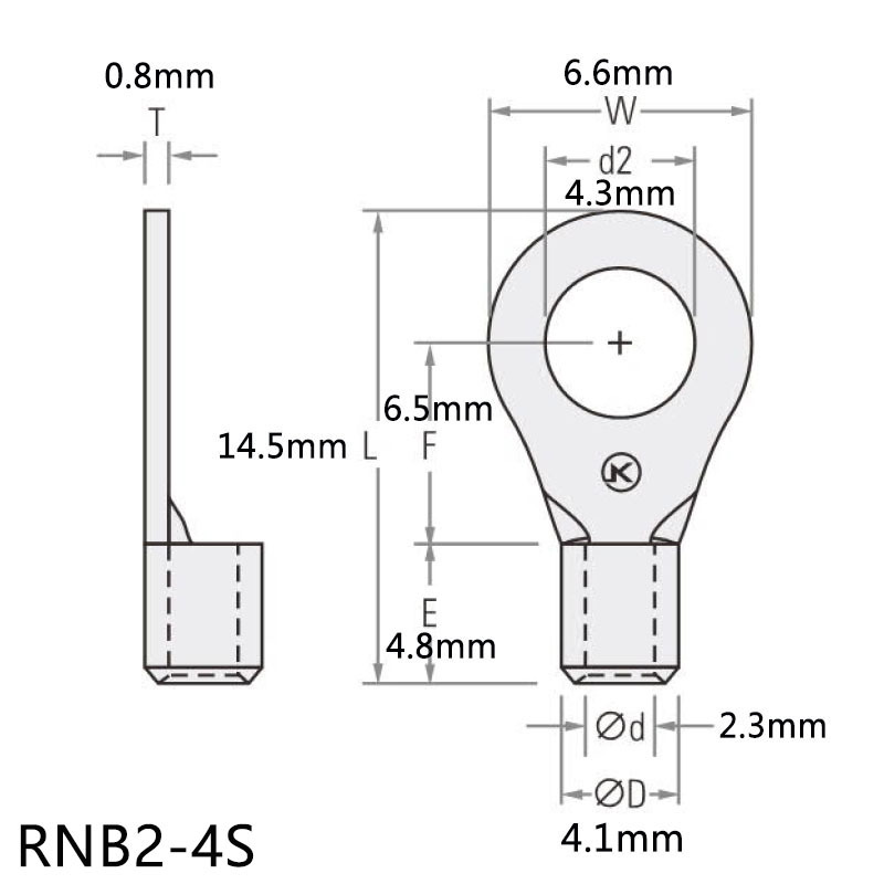 RNB2-4S圆形冷压接线端子 紫铜鼻子裸端头铜线耳 M4焊接圆环端头-阿里巴巴