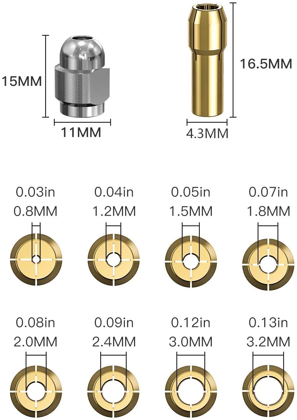 M8银色螺帽+铜夹头（4.3mm柄径）+英制4486夹头-阿里巴巴