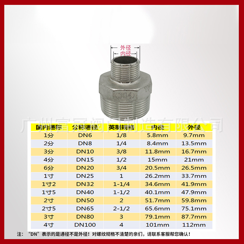 304不锈钢异径六角外丝 变径外丝对丝直接 六角外牙直通大小头-阿里巴巴