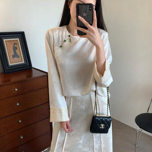 早春新中式国风提花衬衫马面裙复古盘显瘦上衣半裙套装FE2232-阿里巴巴