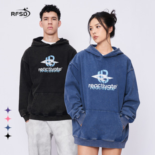 RFSD男装|2024秋季重磅美式潮牌巴家同款蜡染印花宽松连帽卫衣男-阿里巴巴