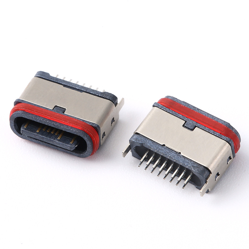 TYPE C2P防水母座全塑焊线式 线长可选带耳螺丝孔 TYPE-C防水母座-阿里巴巴