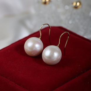 气质高跟鞋S925通体纯银13-14mm气质高级感天然淡水珍珠耳钩批发-阿里巴巴