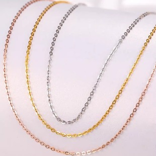 18k金O字链 Au750彩金百搭裸链闪O锁骨链女可调节项链颈链送女友-阿里巴巴