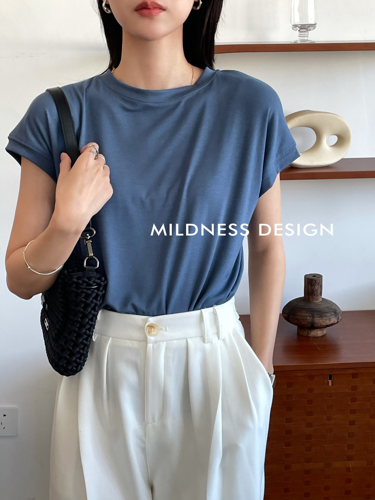 MILDNESS DESIGN M3017#简约圆领宽松百搭舒适面膜短袖T恤女-阿里巴巴