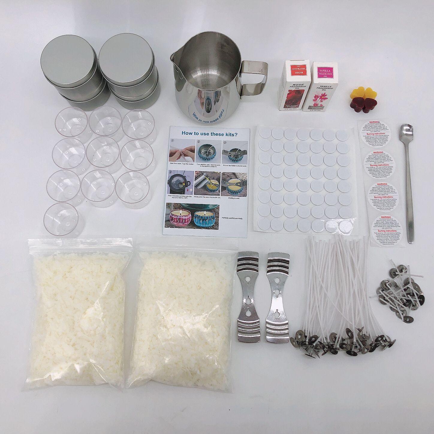32件完整的 Diy 蜡烛制作套件 包括浇壶、罐子、塑料烛台、大豆蜡 阿里巴巴