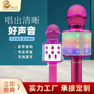 新款高配LED灯WS858L家庭KTV音响话筒户外活动蓝牙音箱无线麦克风-阿里巴巴