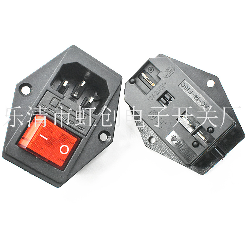 AC-01A 三合一连体插座 AC电源插座 带开关保险丝螺丝孔 三脚插座-阿里巴巴