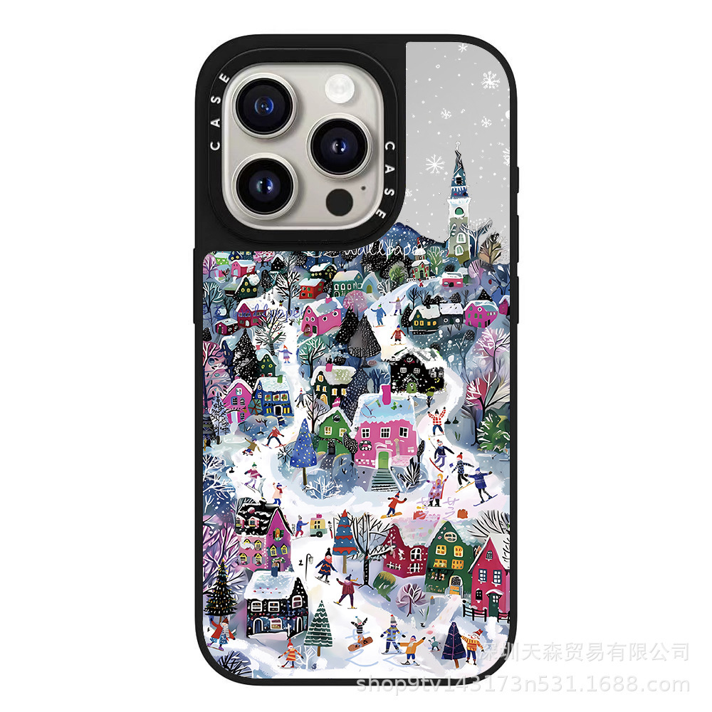 CASET联名圣诞雪景适用苹果iPhone16ProMax手机壳15pro潮牌13镜面-阿里巴巴