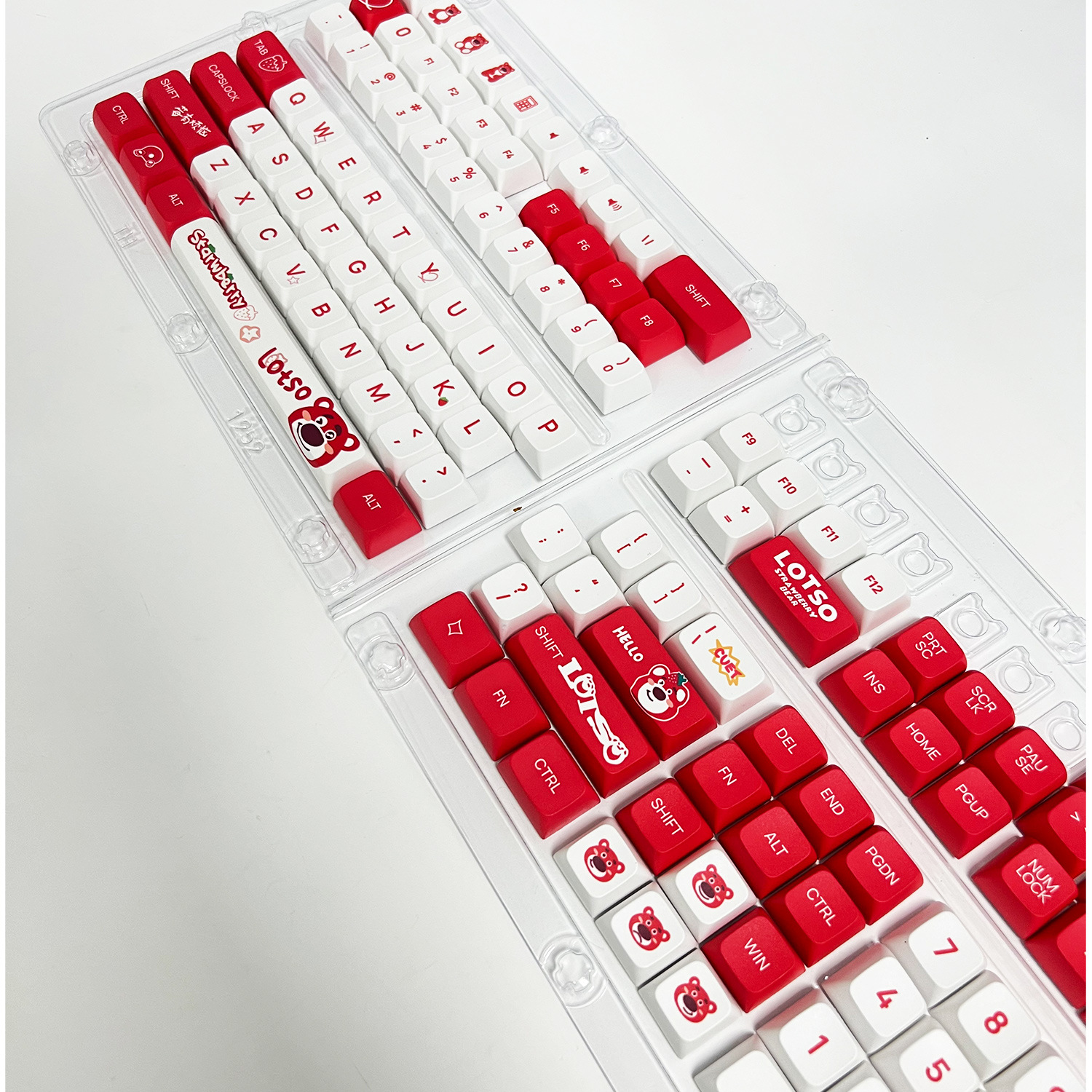 赤暴个性可爱草莓熊热升华XDA高度客制化125键机械键盘键帽-阿里巴巴
