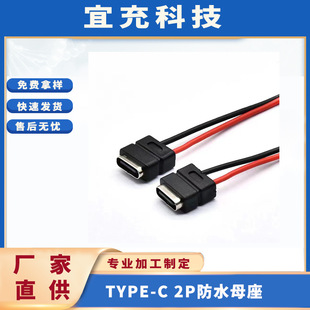 TYPE-C2P防水母座 TYPE-C2P焊线防水母座USB母座连接器2P注塑母座-阿里巴巴