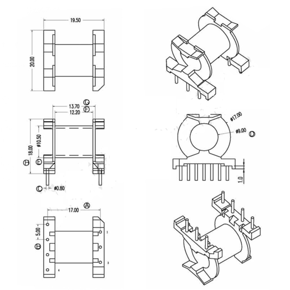 PQ20变压器骨架PQ20电木骨架PQ2020卧式骨架BOBBIN 4-3-阿里巴巴