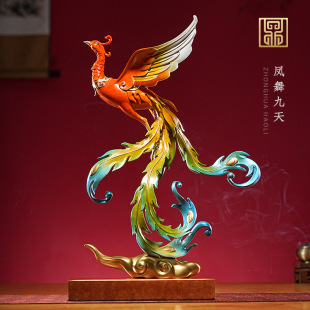 荣芙铜凤凰摆件结婚贺礼乔迁送礼客厅电视柜装饰品龙凤呈祥工艺品-阿里巴巴