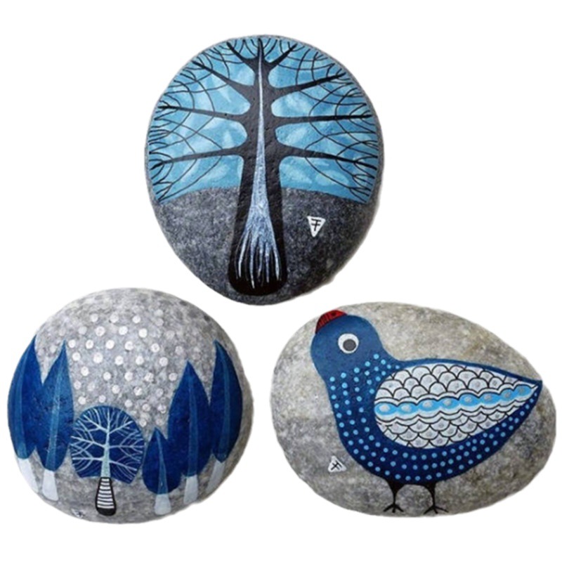 Hand painted stone painting painted original stone painting stone ...