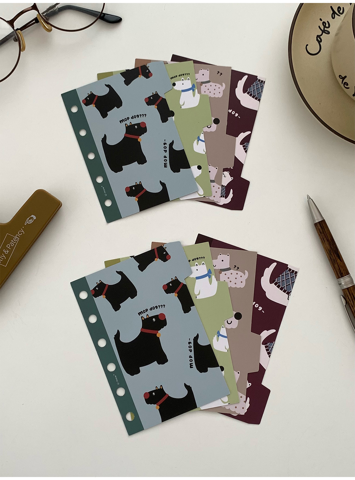 原创M5A7卡通可蒙犬彩色印花小狗索引4色分隔页隔板内页分类垫板-阿里巴巴