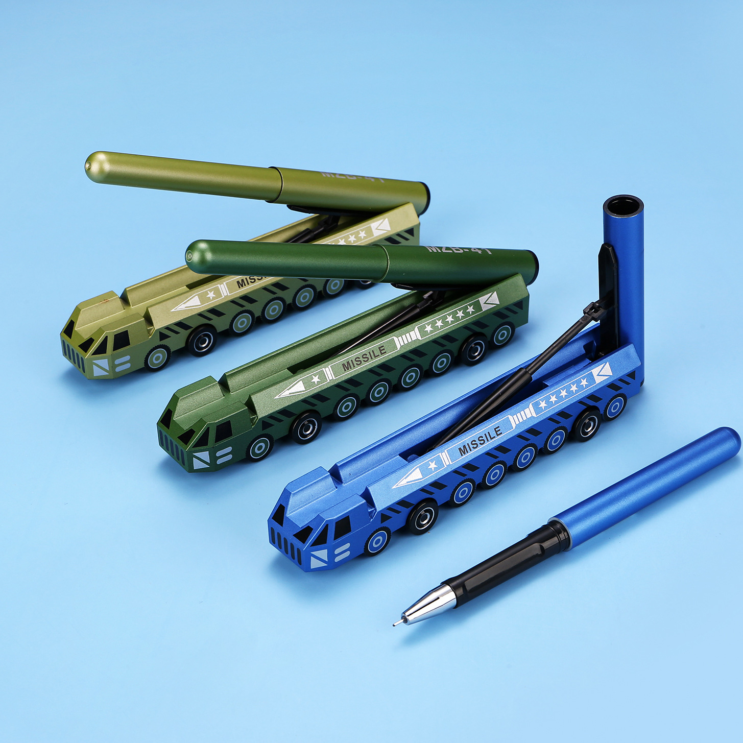 新款炫酷导弹中性笔发射车拔插笔顺滑创意摆件黑色水笔模型台笔-阿里巴巴