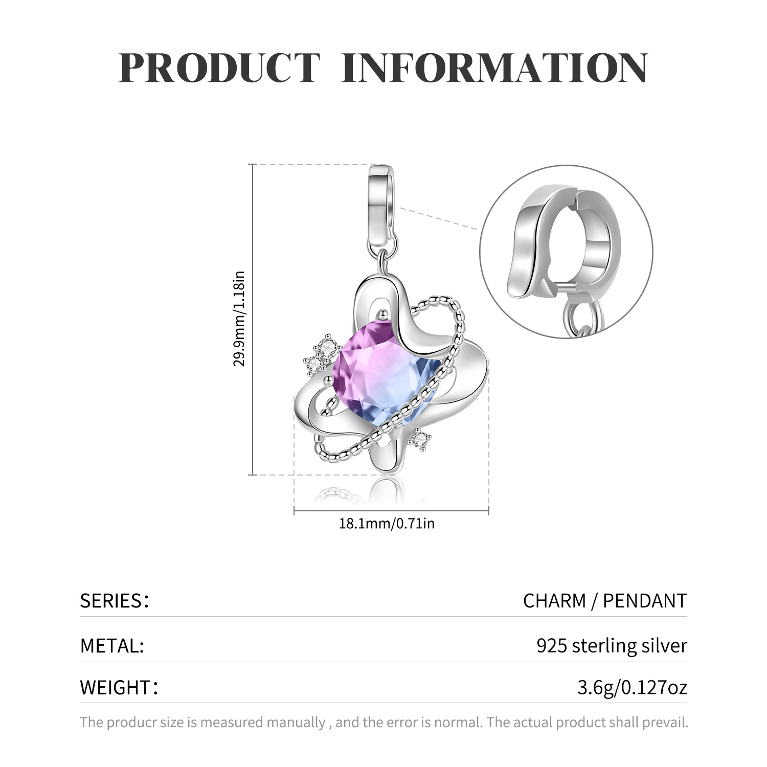 原创千禧风个性手链diy吊坠S925纯银镶嵌彩锆小众个性Y2K潮流饰品-阿里巴巴