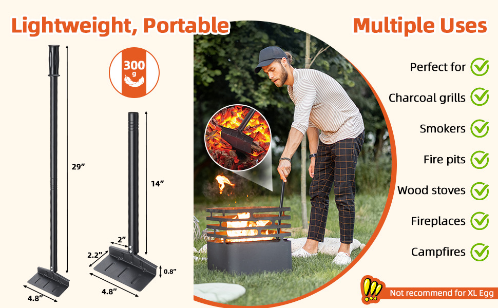 BBQ Charcoal Rake, 29 Inch Grill Ash Removal Rake for Firepl-阿里巴巴
