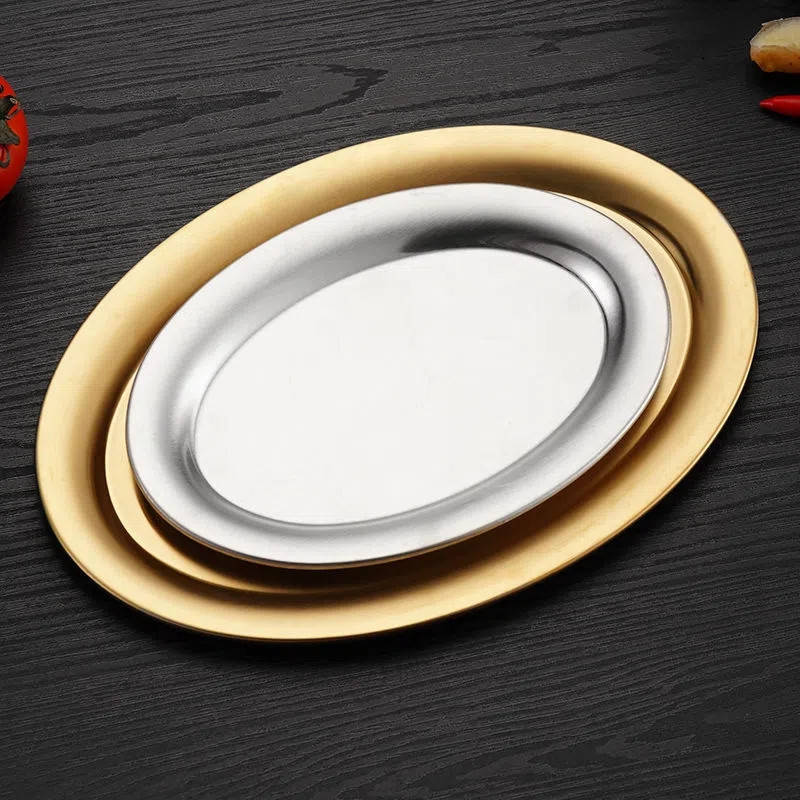 Cross-border 304 stainless steel oval plate egg plate snack plate ...