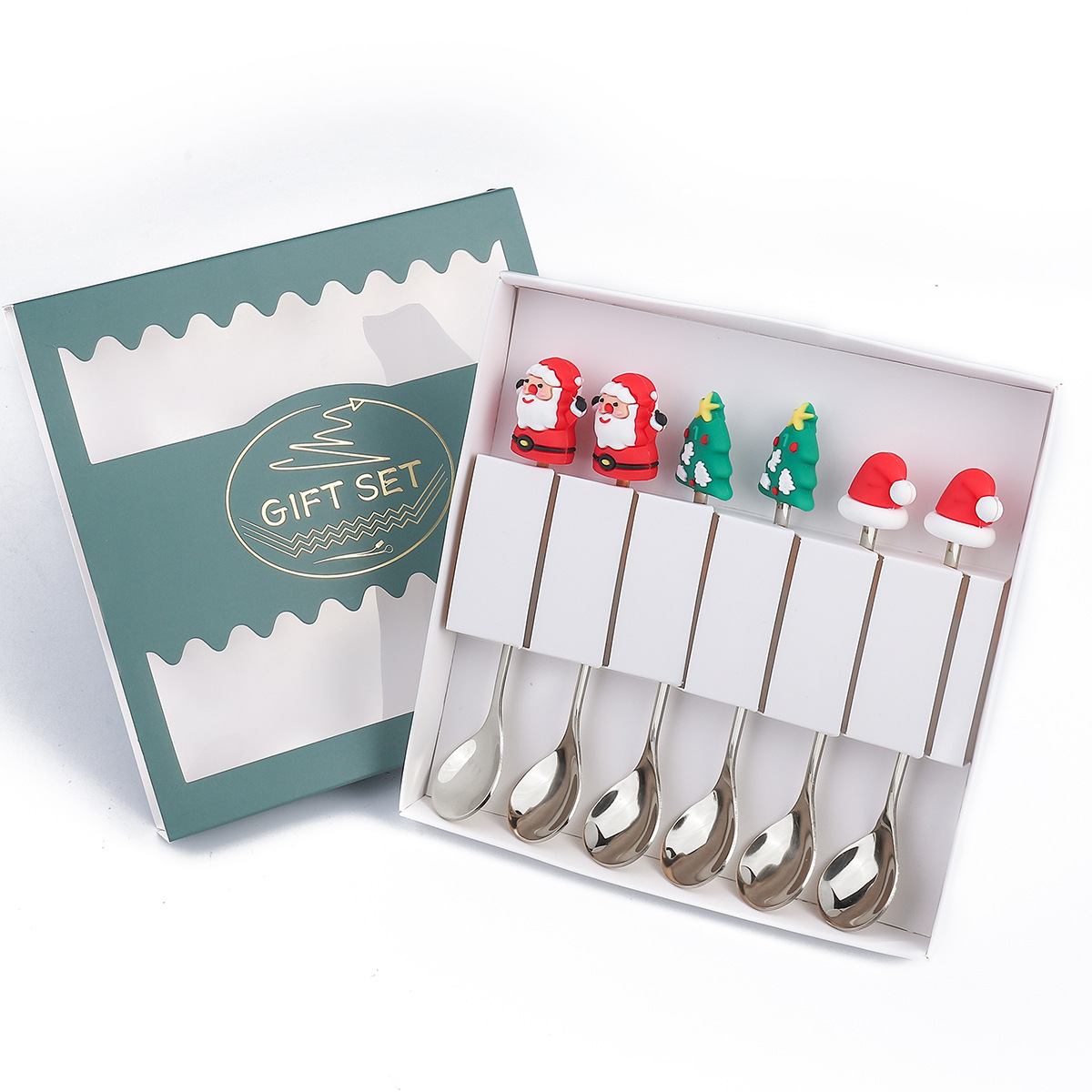 Stainless Steel Christmas Spoon Gift Set Dessert Spoon & Fork Coffee ...
