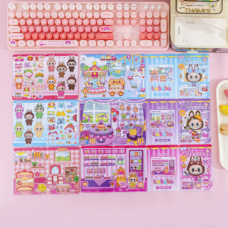 Children's Dress-Up Landscaping Sticker Album Cartoon Fun Miniature ...