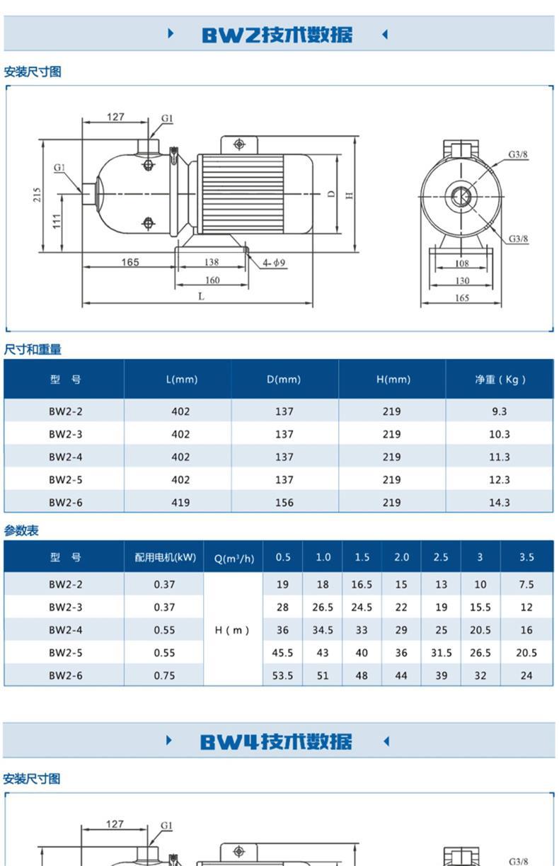 新界轻型卧式离心泵BW系列增压水泵不锈钢多级离心泵产水增压水泵-阿里巴巴
