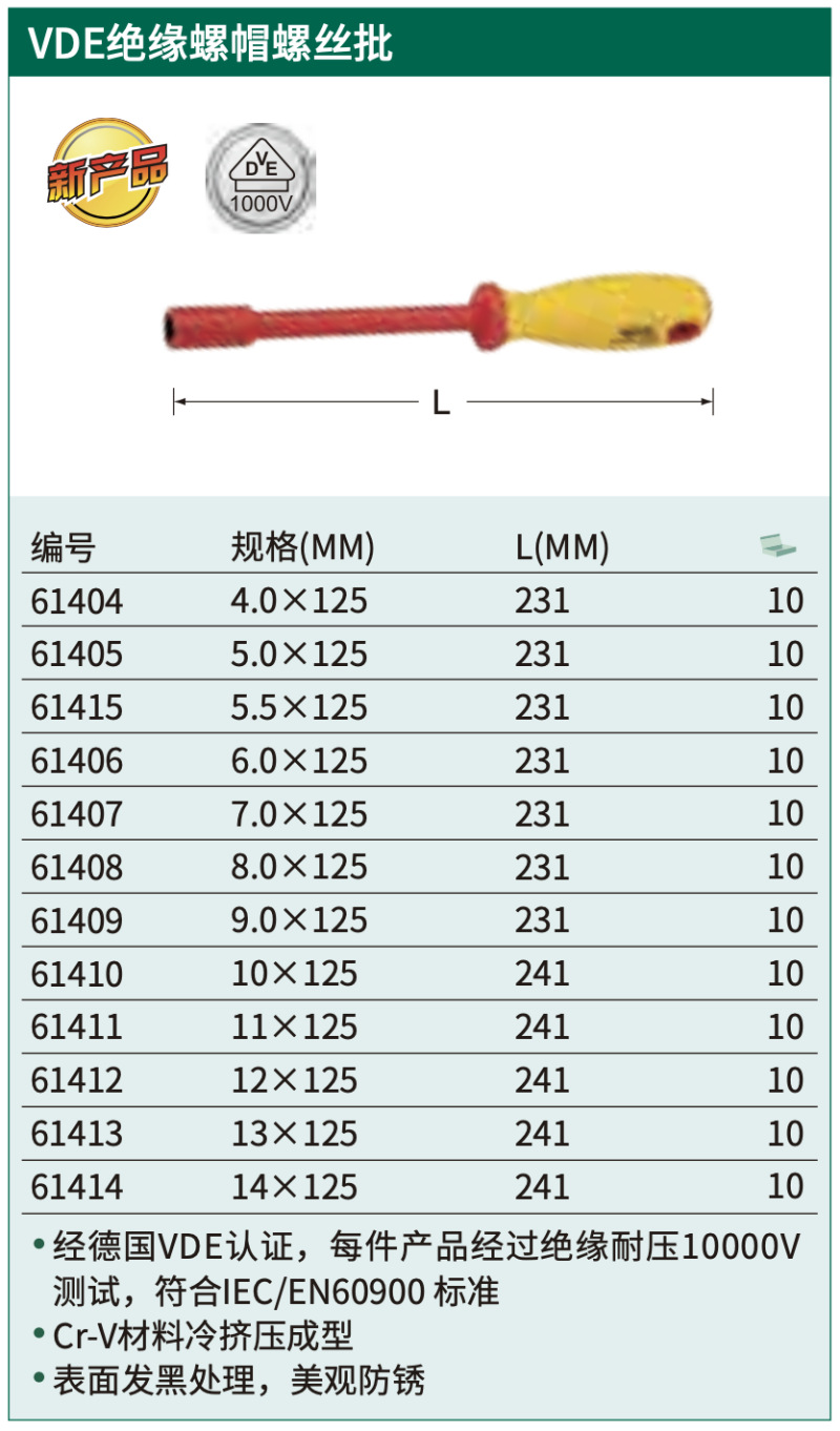 世达新品VDE绝缘螺帽螺丝批61404 61405 61412 61406 61410 61408-阿里巴巴